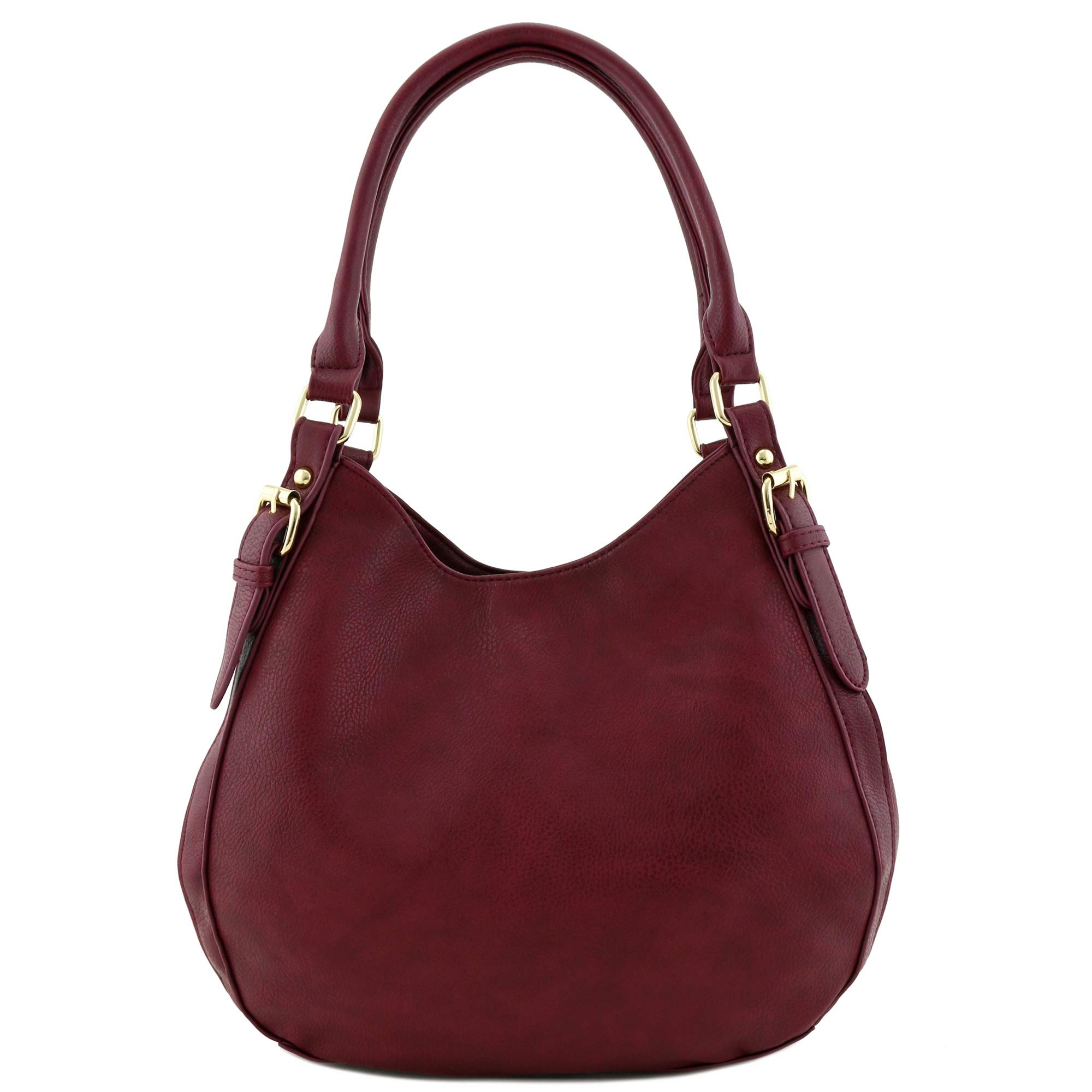 Snapklik.com : Light-weight 3 Compartment Faux Leather Medium Hobo Bag