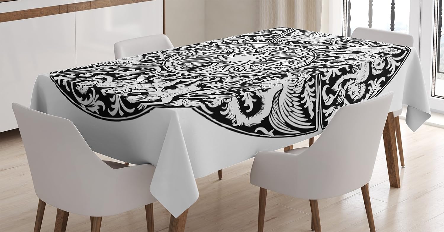 Amazon.com: Ambesonne Gothic Tablecloth, Renaissance Theme Pattern ...