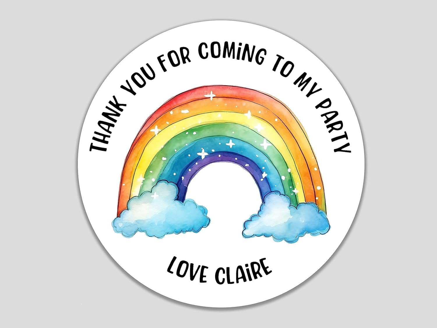 Personalised Rainbow Birthday Party Bag Sticker Kids Sweet Cone Favour ...