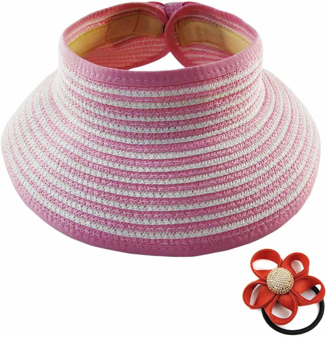 Amazon.com: kilofly Roll Up Wide Brim Sun Visor Hat - for Girls - Pink ...
