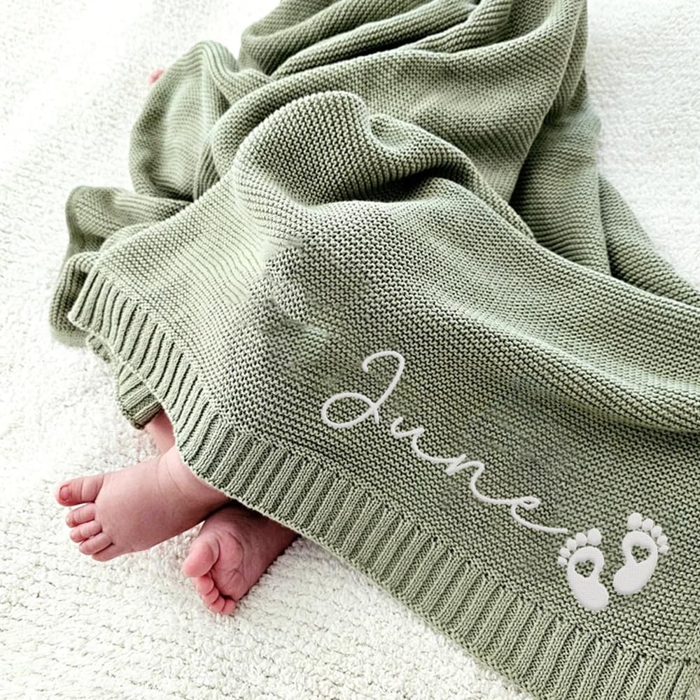 Amazon.com: Luxury Personalized Name Baby Blanket, Embroidered Name ...
