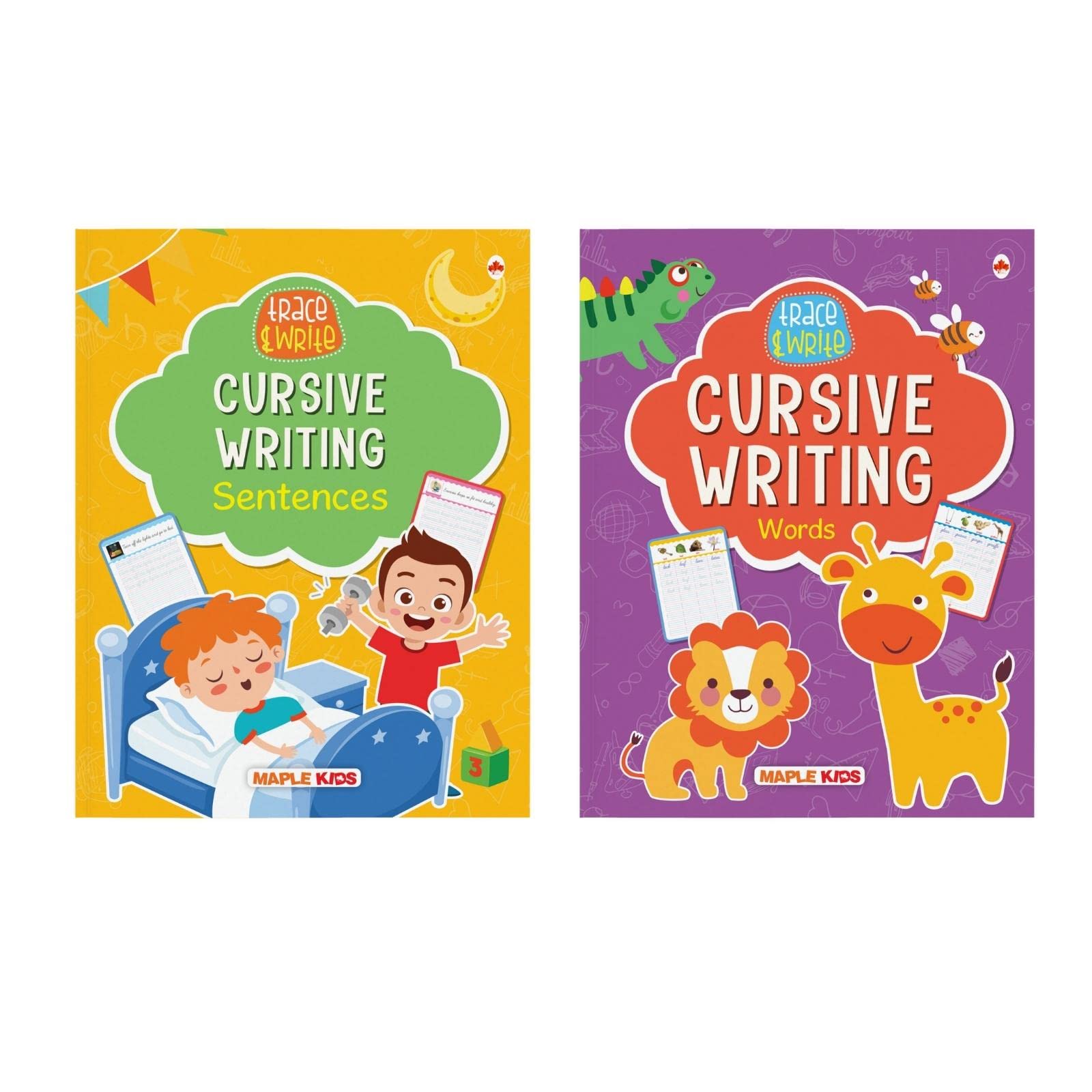 Cursive Writing Books - Words and Sentences (Set of 2 Handwriting Books ...