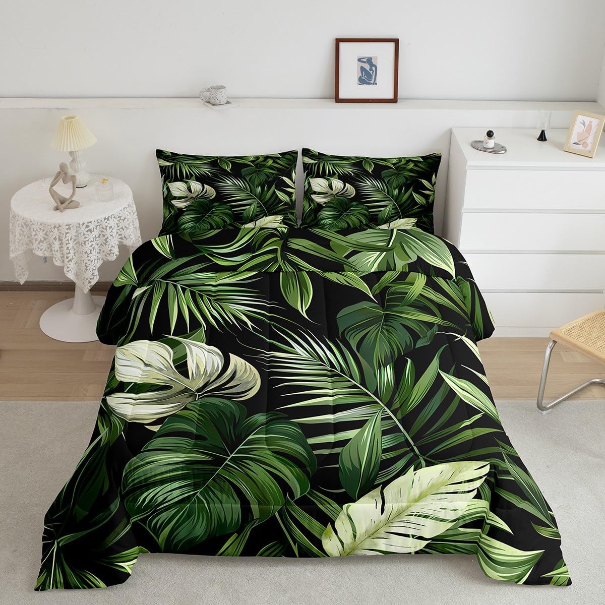 Amazon.com: Feelyou Tropical Leaves Comforter Set Queen Size Kids Palm ...