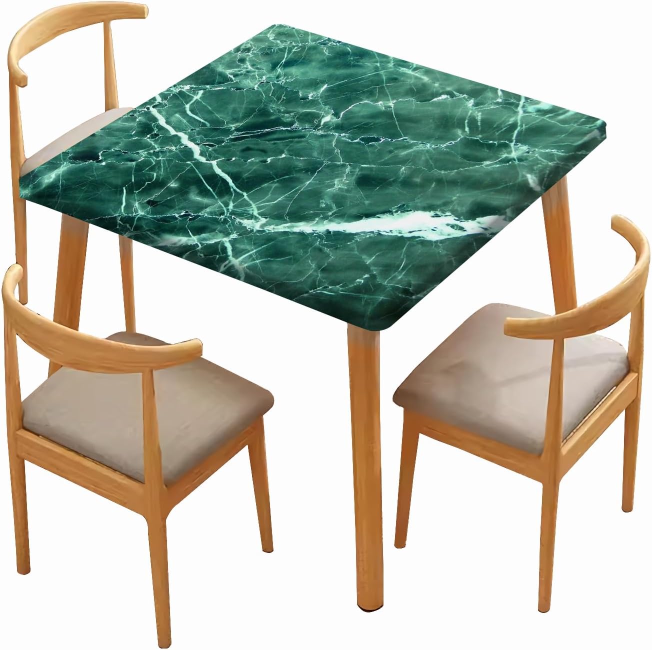 Amazon.com: Marble Fitted Table Cover Square, Green Marble Elastic Edge ...