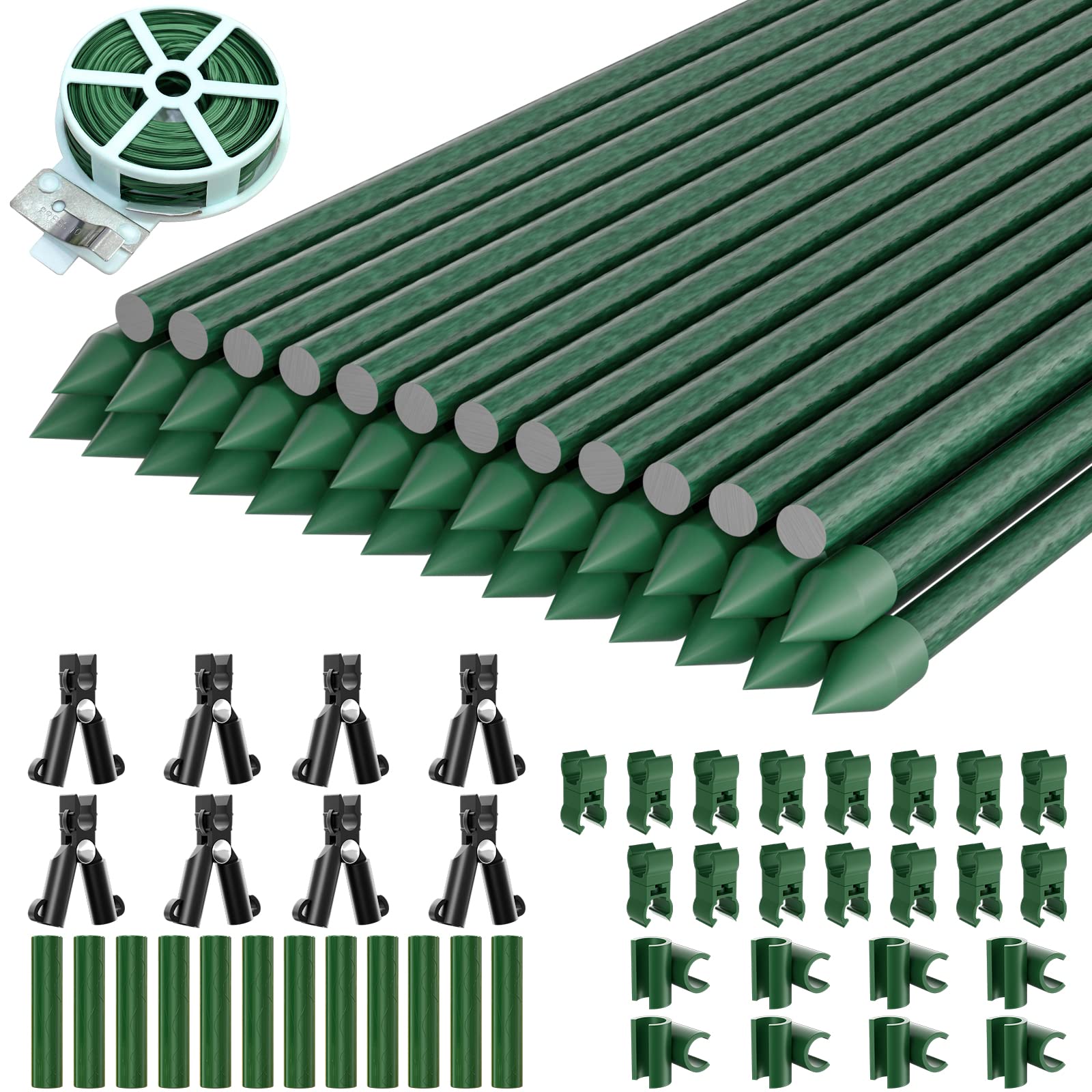 Tall Plant Stakes Cludoo 94PCS Garden Stakes Set With 30 Sets ...