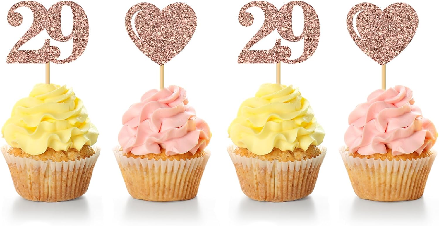 Amazon.com: MonMon & Craft 29th Birthday Cupcake Toppers - Number 29 ...
