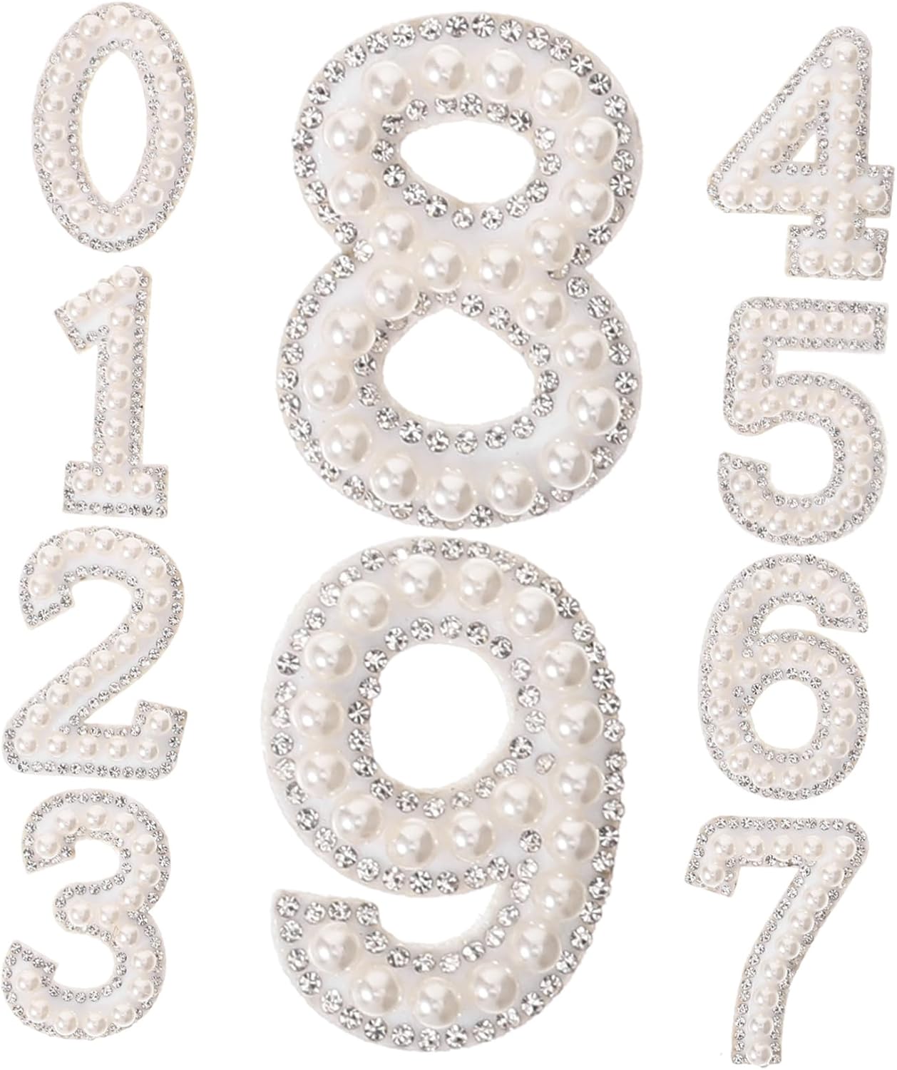 STOBOK 1 Set Pearl Number Sticker Embroidered Sew on Appliques Pearl ...