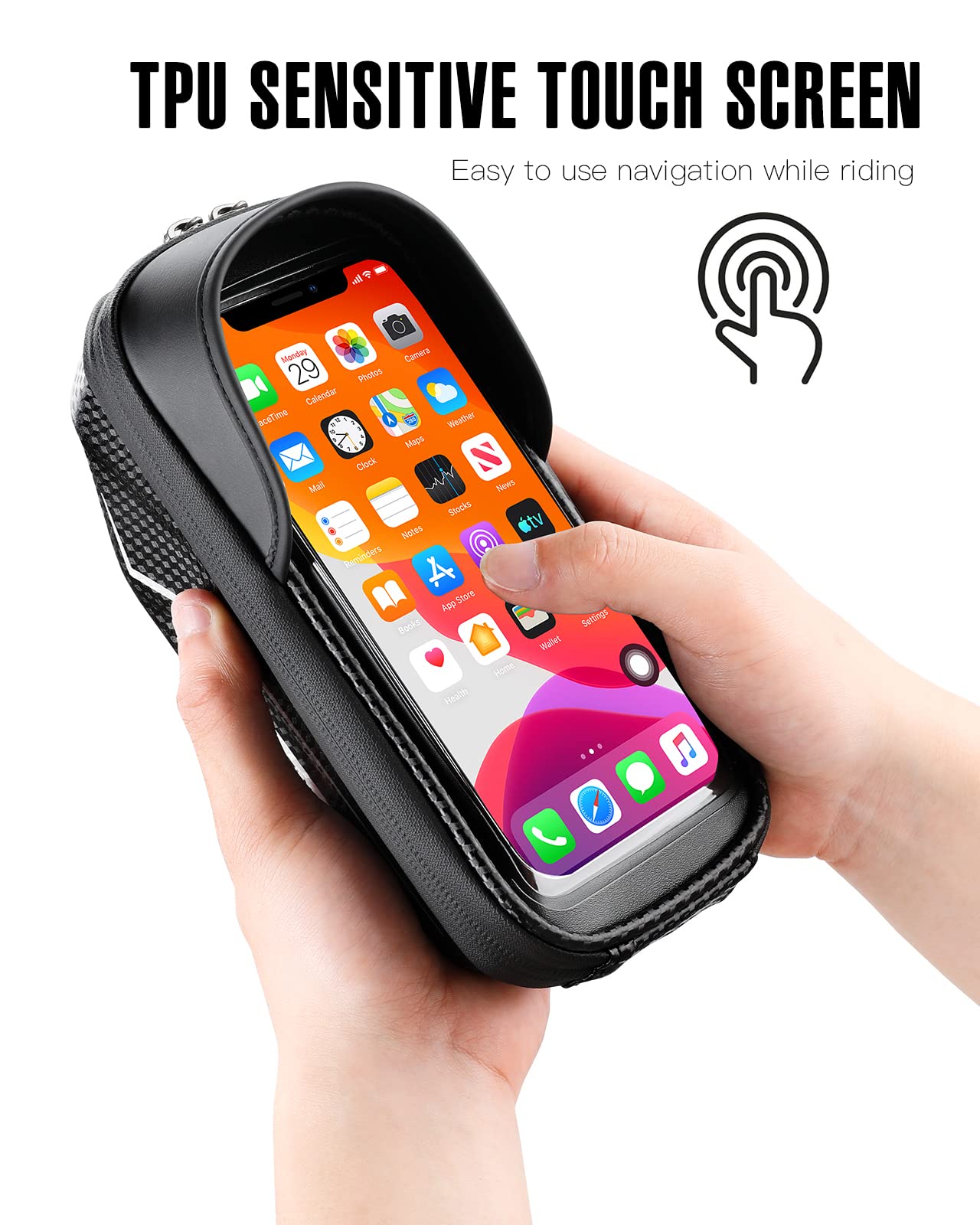 Snapklik.com : Bike Phone Mount Bag: Bike Waterproof Front Frame Bag ...