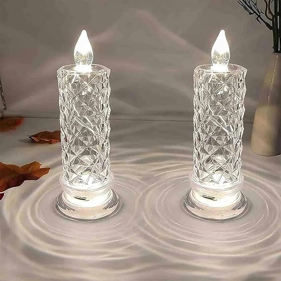 Amazon.com: LED Crystal Candle Lights, Rose Shadow LED Flameless ...