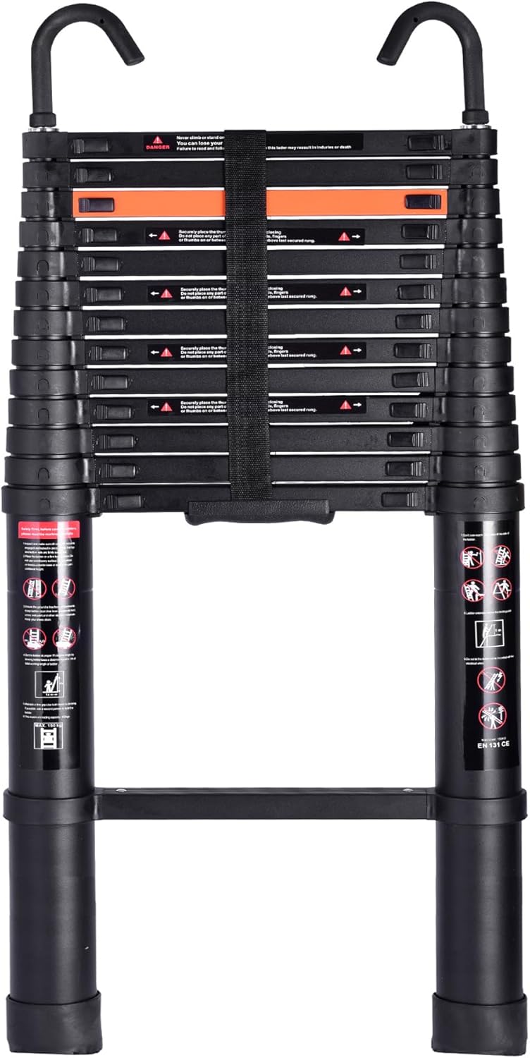 SINMEIRUN 17.5FT Telescoping Ladder,Aluminum Collapsible Ladder with 2 ...