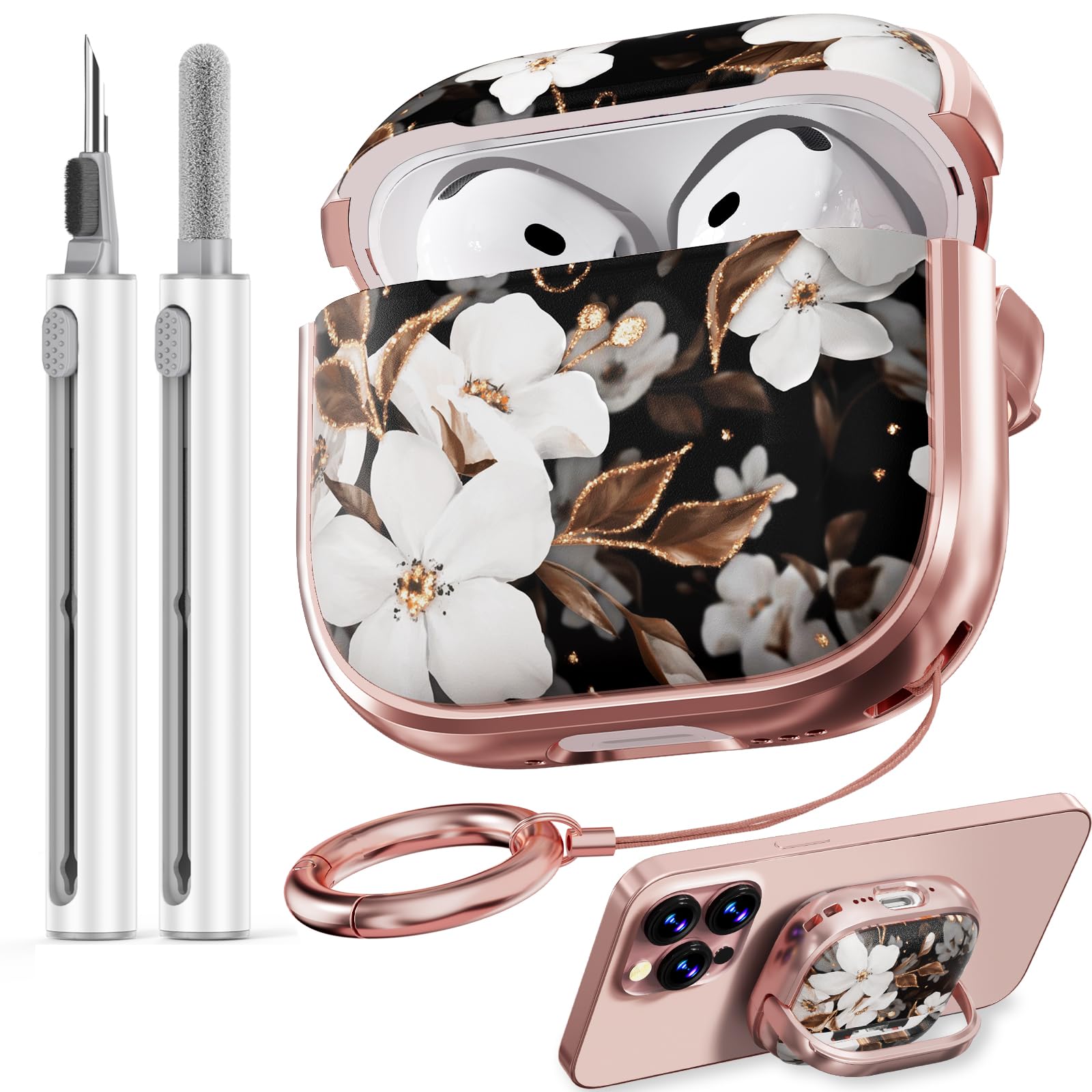 Amazon.com: with Safety Lock for AirPods 4 Case 2024,Floral Cute AirPod ...