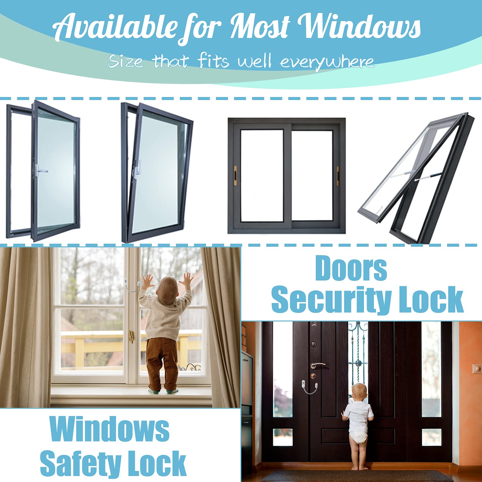 Window Restrictor Locks for UPVC, 2 Pcs Lockable Kids Safety Cable ...