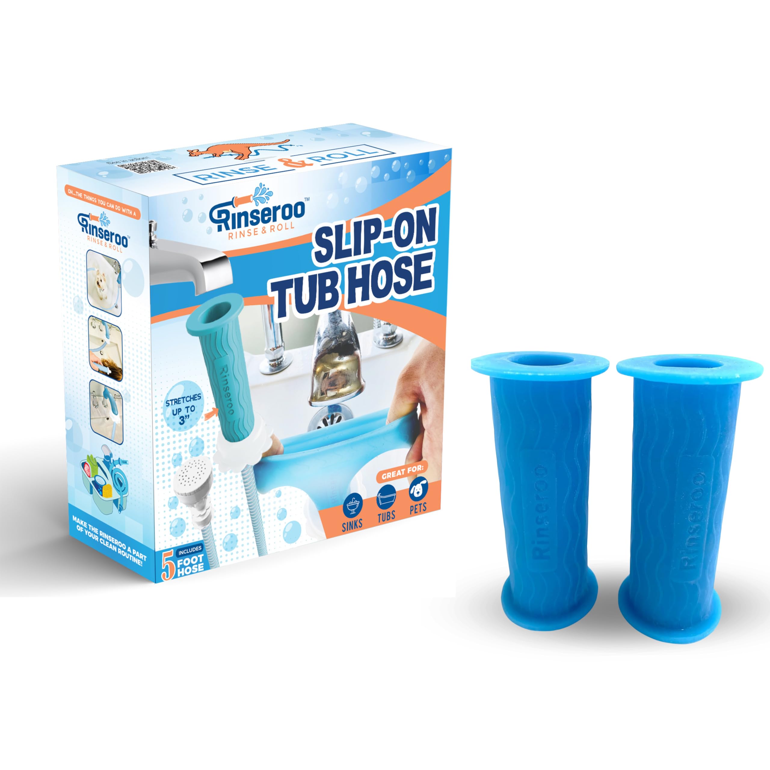 Rinseroo Tub Hose & Replacement Connectors Bundle: No-install, Ultra ...