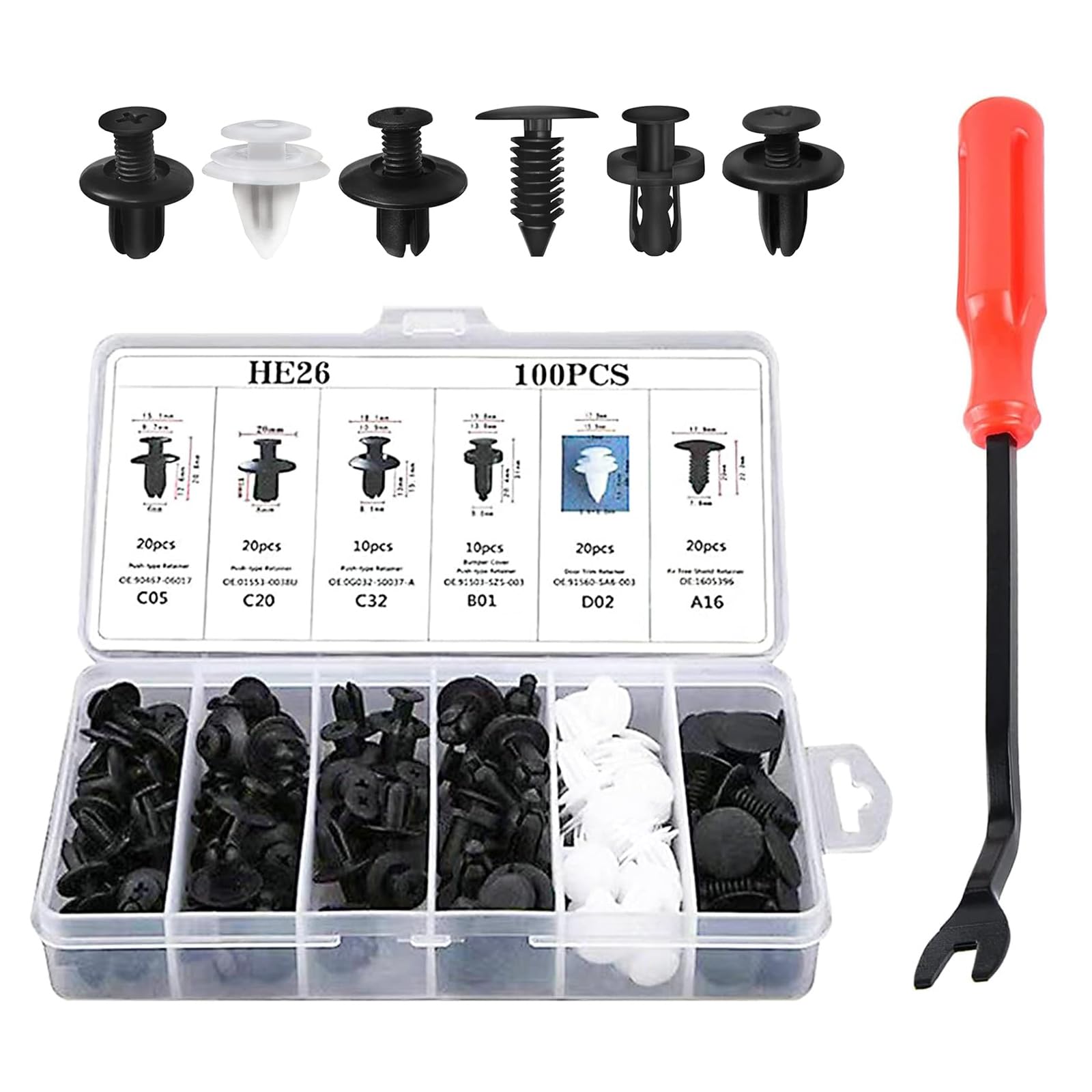 Amazon.com: Nowkont Pack-100 Car Bumper Fasteners Rivet Clips ...