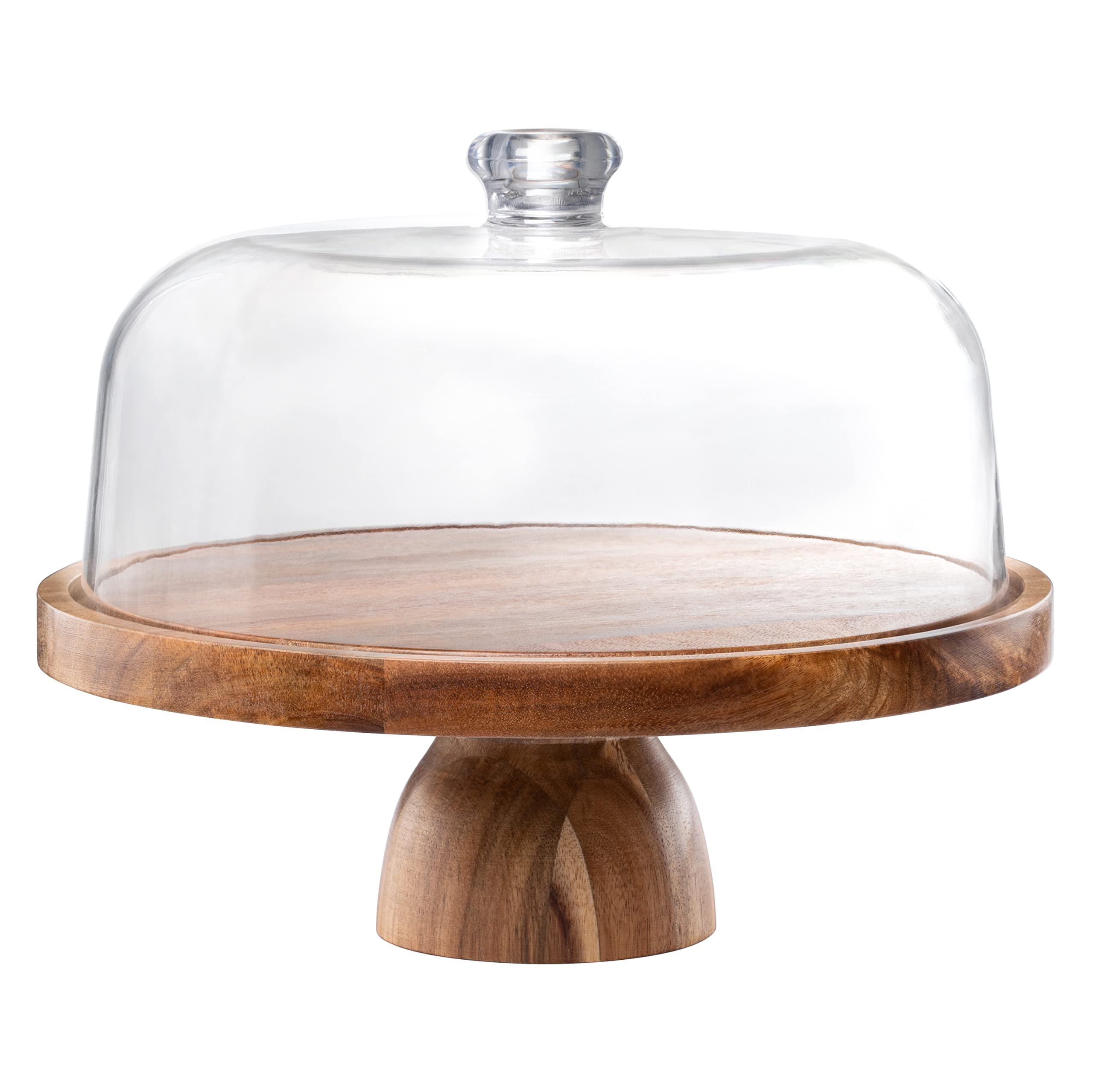 Homesphere Cake Stand with Acrylic Lid, Acacia Wood Base, Acrylic Dome ...