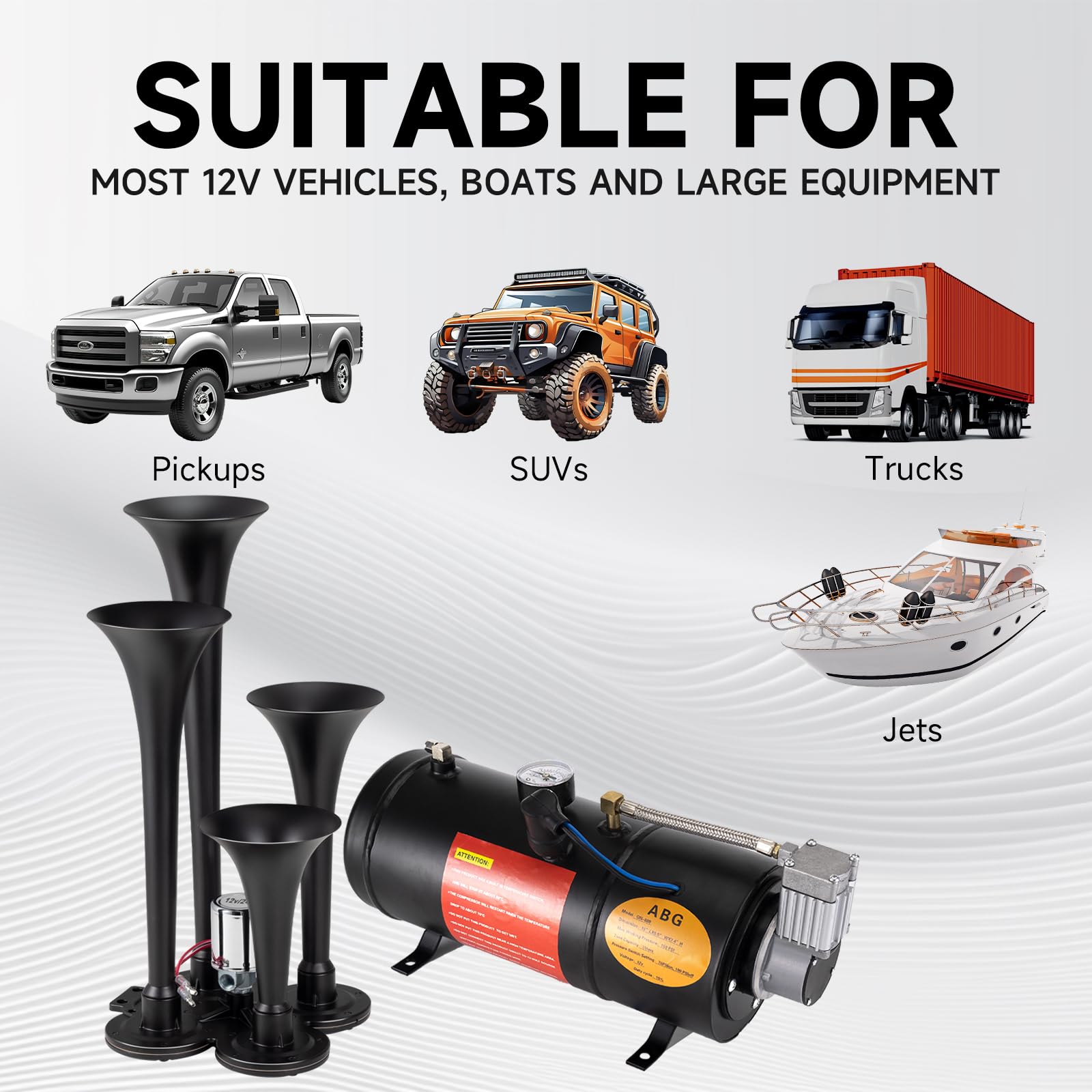 Snapklik.com : Train Horns Kit For Trucks 180dB Super Loud Truck Air Horn