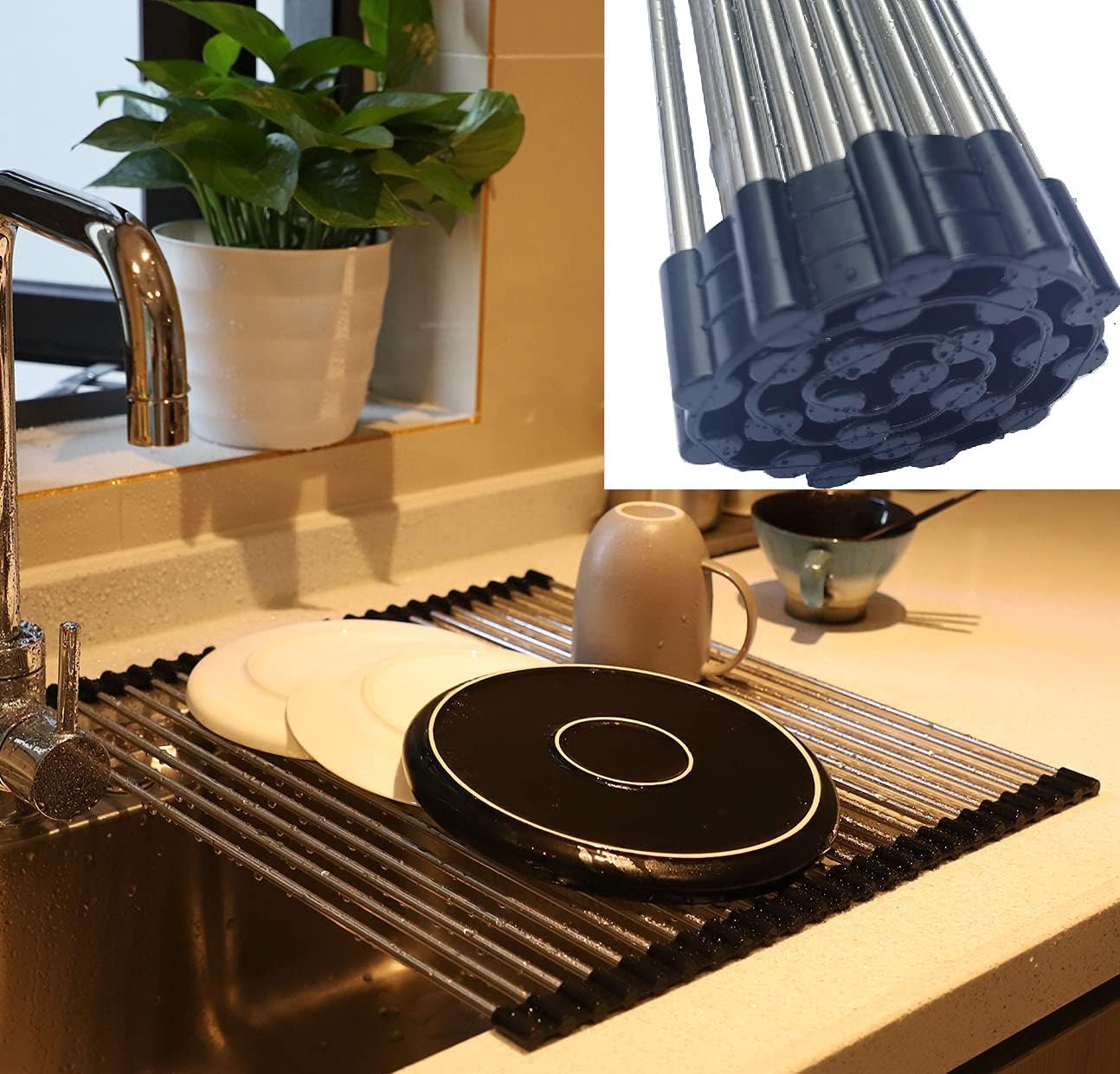 Amazon.com - Xgunion Roll-up Dish Drying Rack Over Sink (17.8" x 11.8 ...