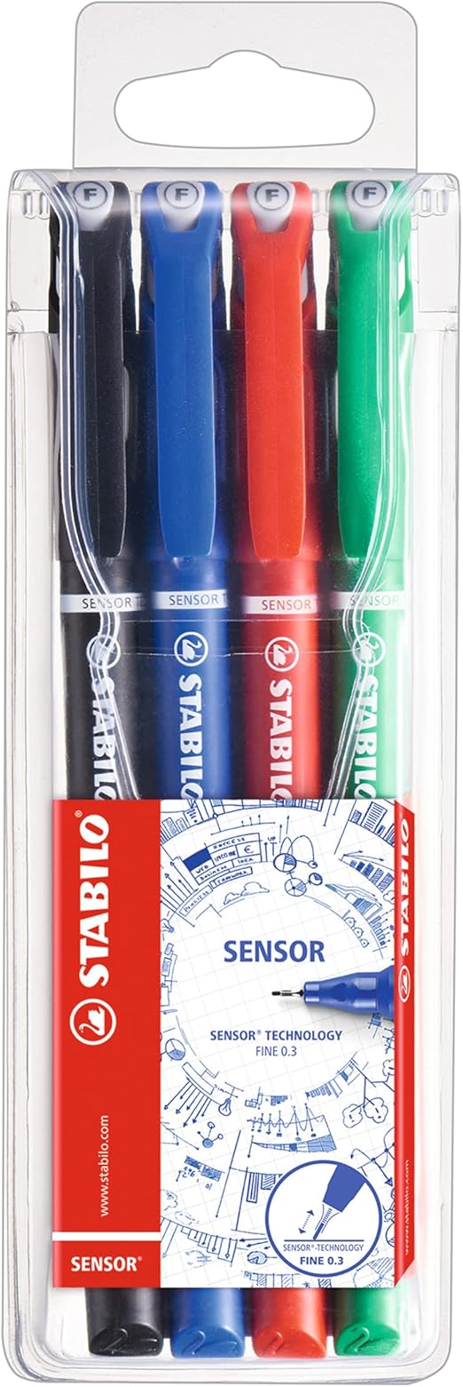 Fineliner - STABILO SENSOR F Wallet of 4 Assorted Colours : Amazon.co ...