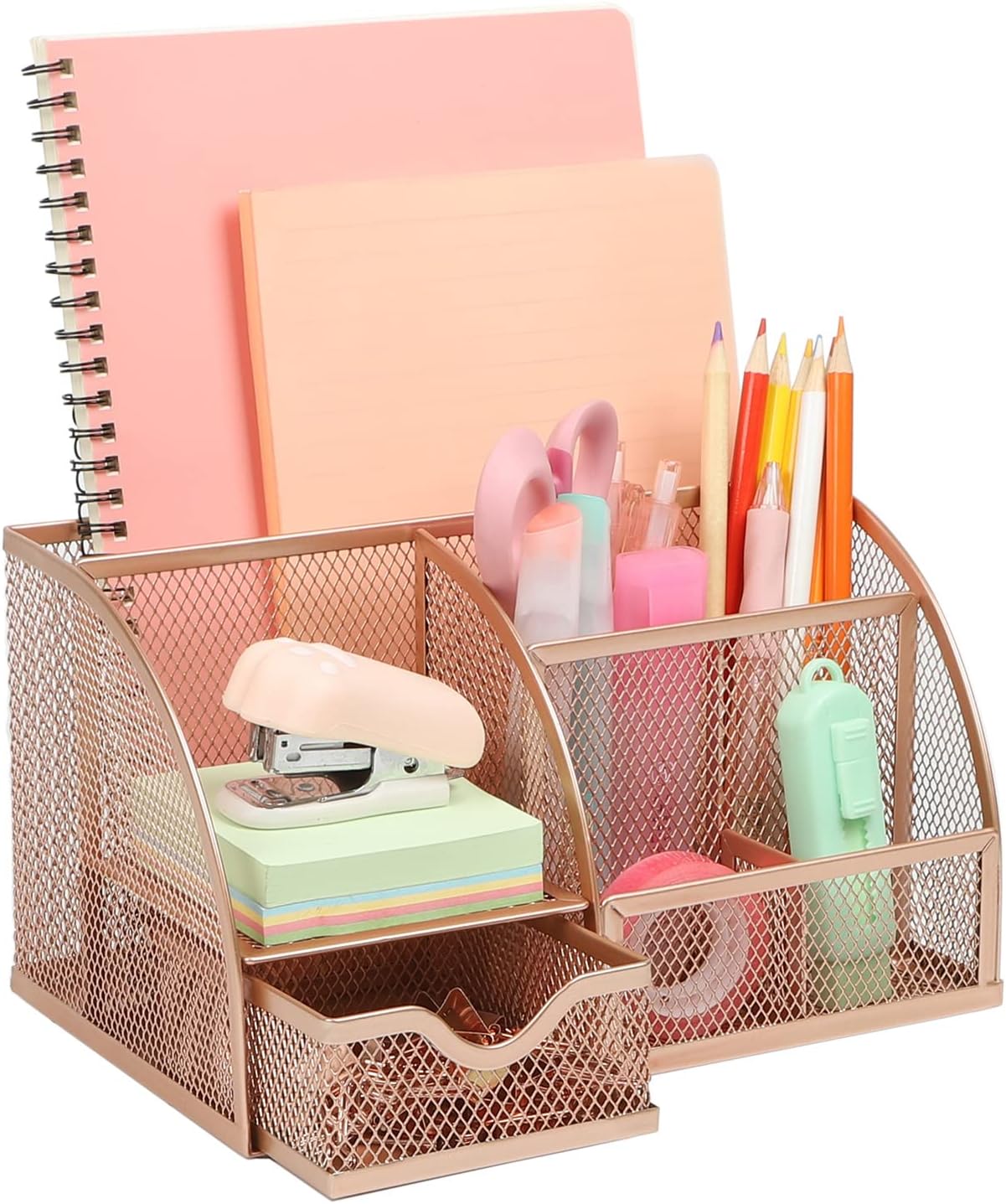 Amazon.com: Beiz Rose Gold Office Supplies Desk Organizer Caddy with 6 ...