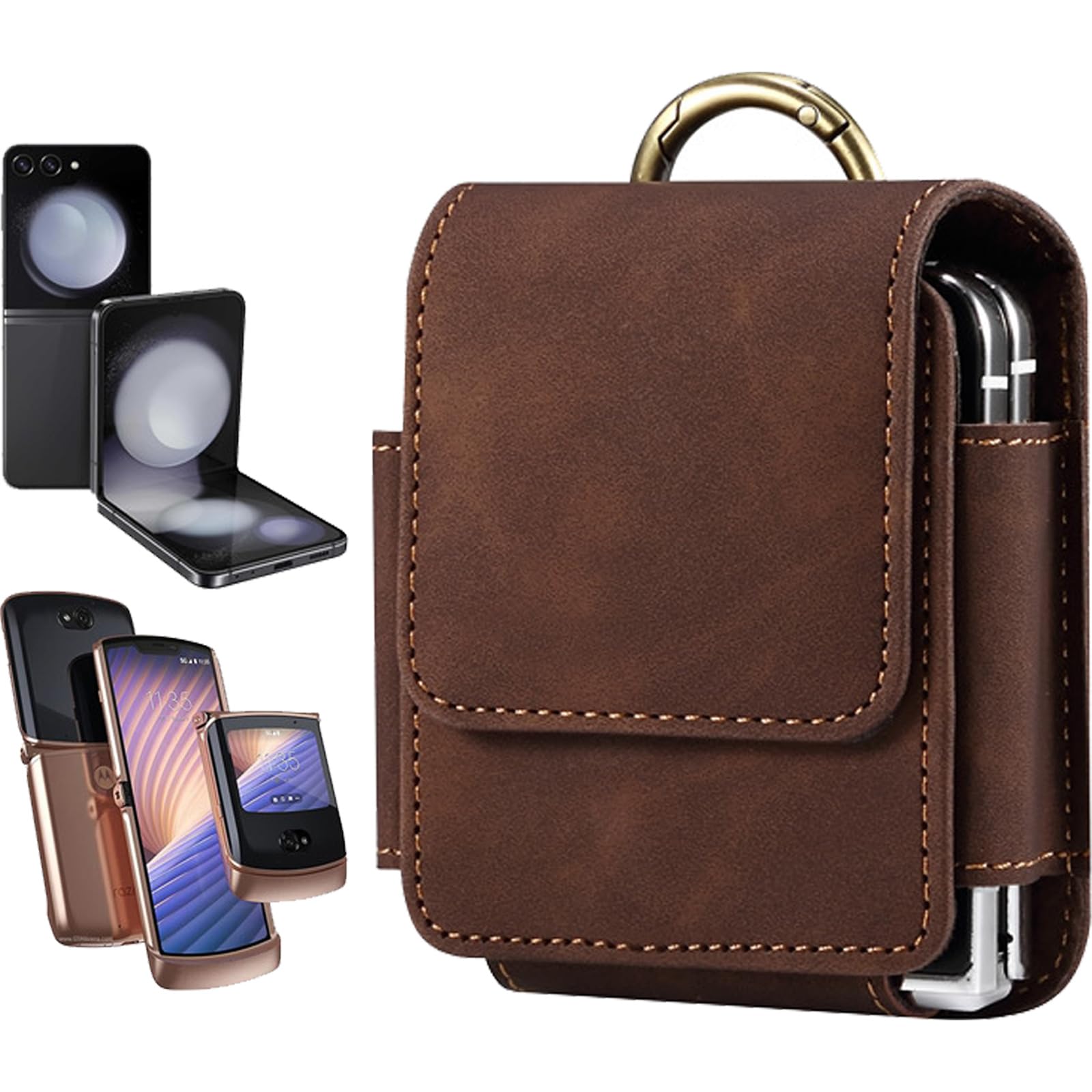 Amazon.com: Ephoou Flip Phone Leather Holster Belt Clip Case for ...