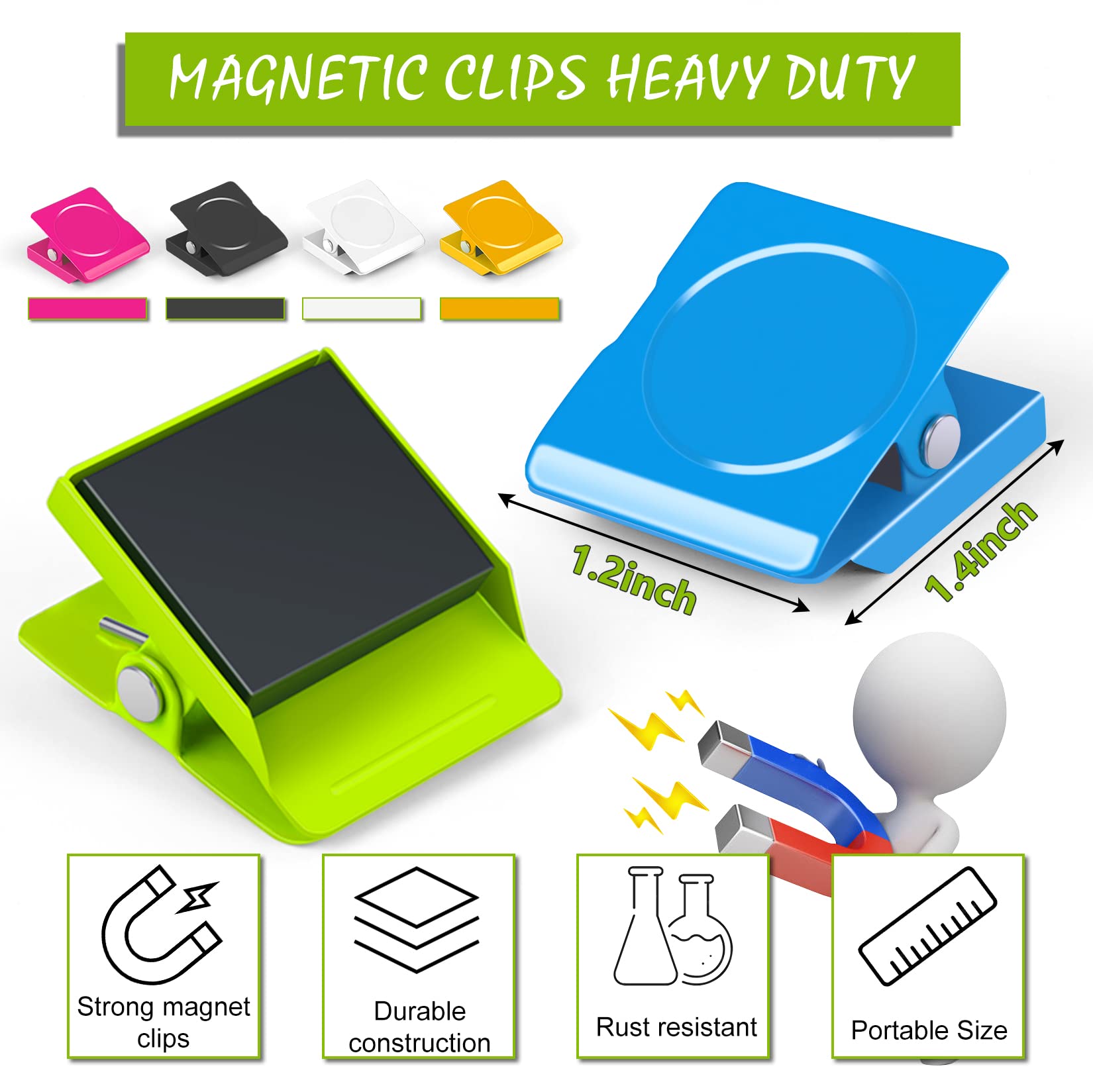 Snapklik.com : Magnetic Clips 12 Pack Magnet Metal Clips, Whiteboard ...