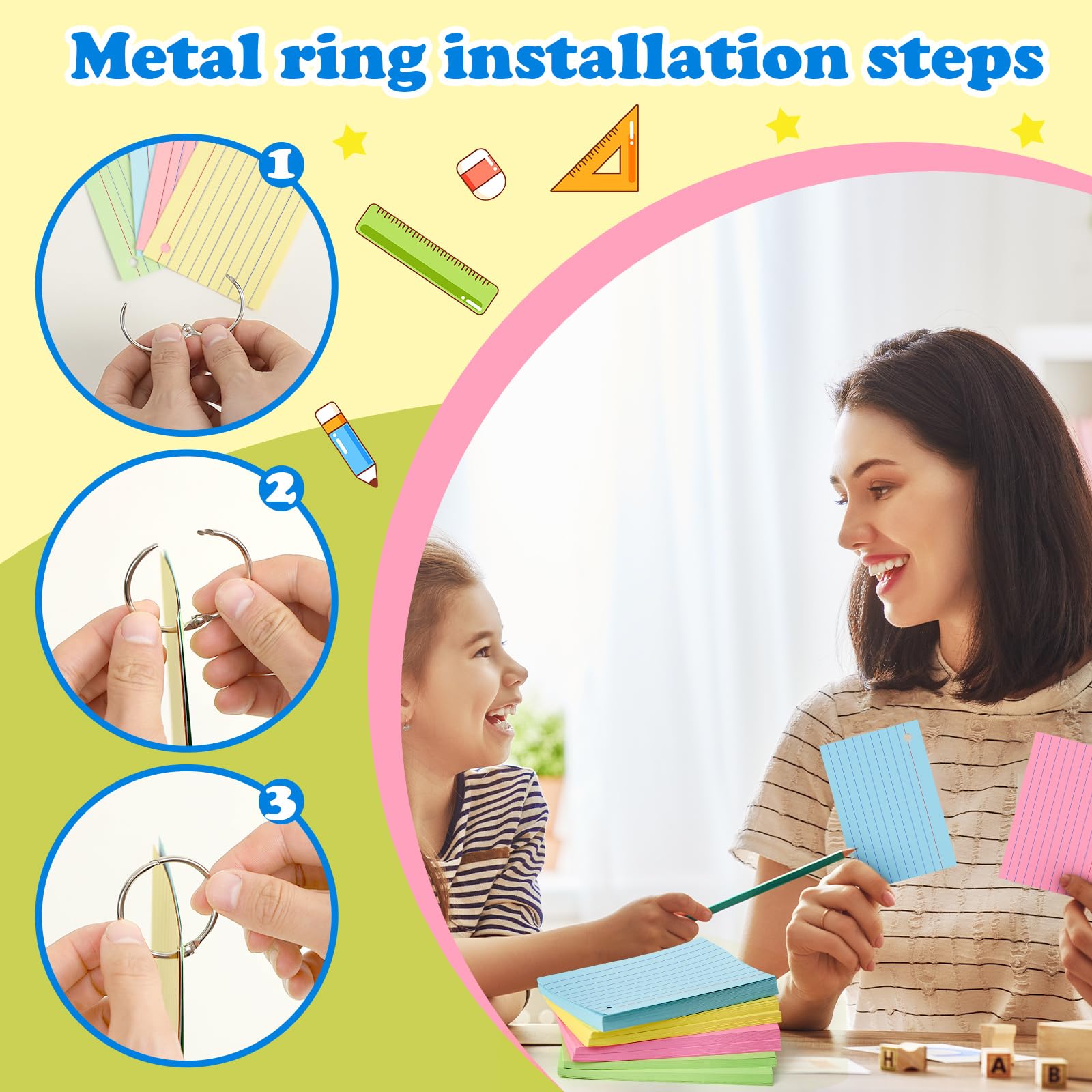 Snapklik.com : YAGUAO Colored Index Cards 4x6 Inch Flash Cards