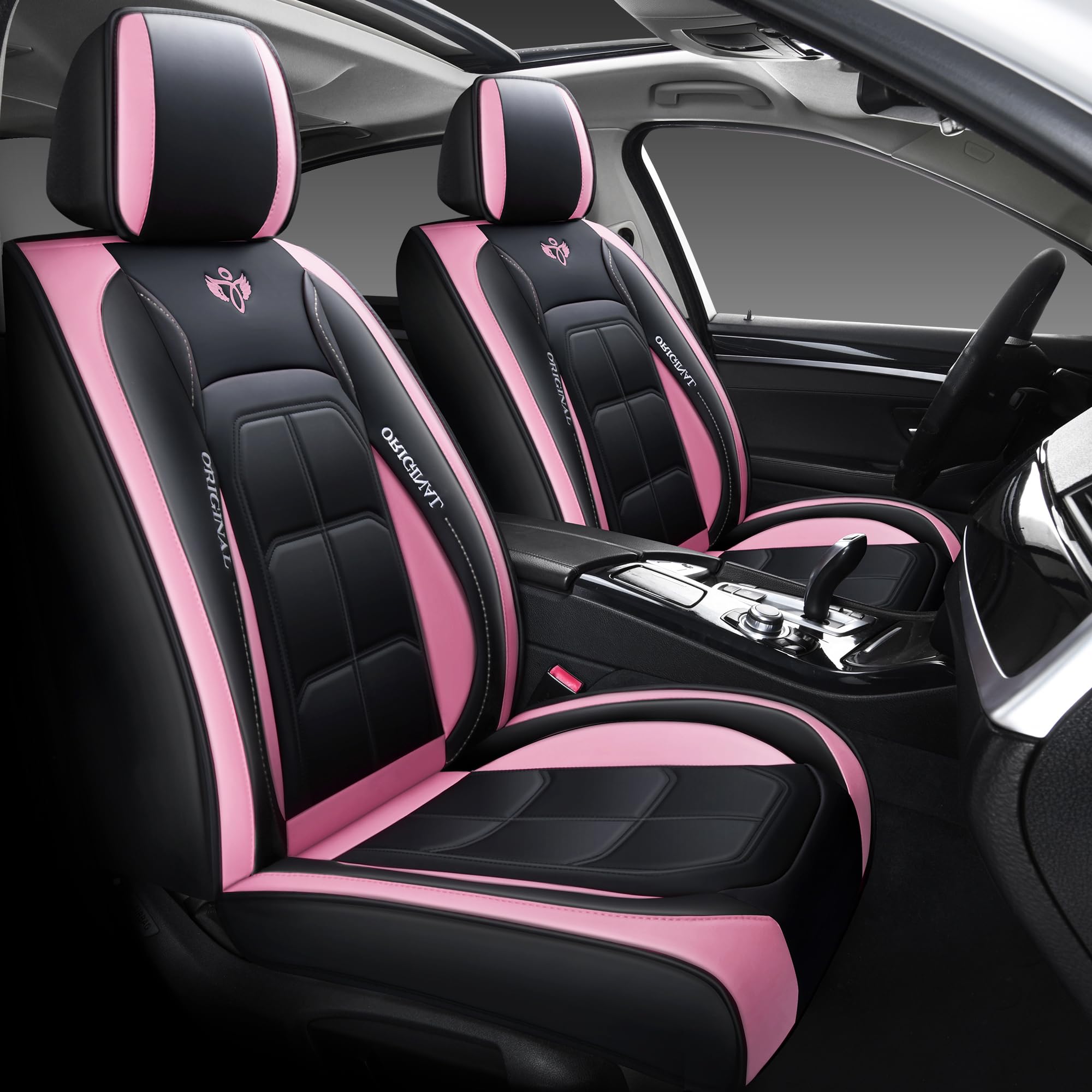 Amazon.com: NYPKLO Comfortable Leather Auto Car Seat Covers Front ...