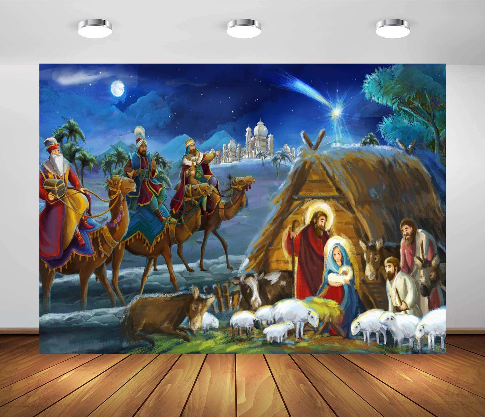 Amazon.com : BELECO 7x5ft Fabric Nativity Scene Backdrop Christmas ...