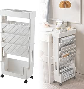 Amazon.com: FCUCFYE 5 Tier Book Rack Storage Bookshelf, Movable ...