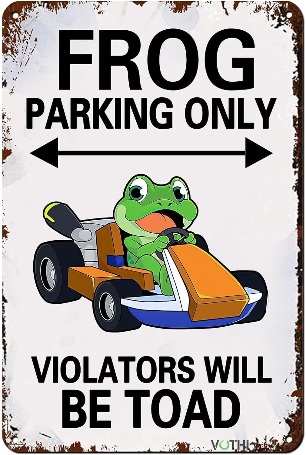 Amazon.com : VOTHI Funny Frog Vintage Aluminum Sign - 'Frog Parking ...