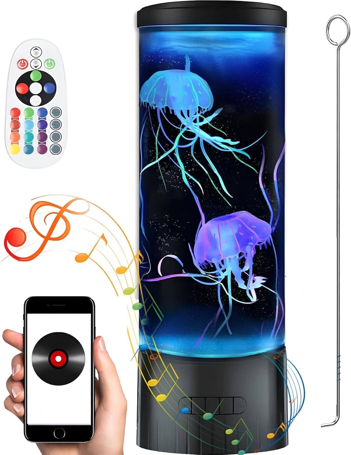 Amazon.com: CALOVER Jellyfish Night Light Lamp with Bluetooth Speaker ...