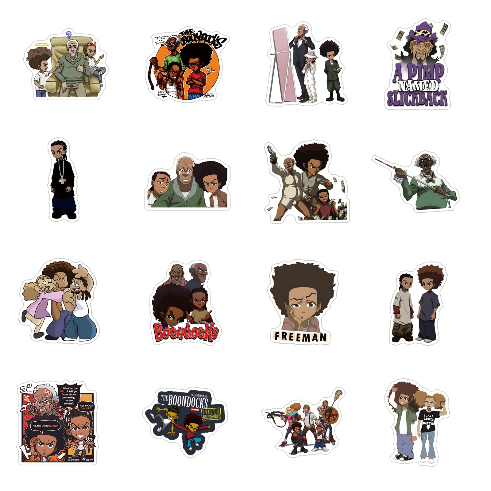 Snapklik.com : 50Pcs The Boondocks Stickers Pack, Funny Cartoon Vinyl ...