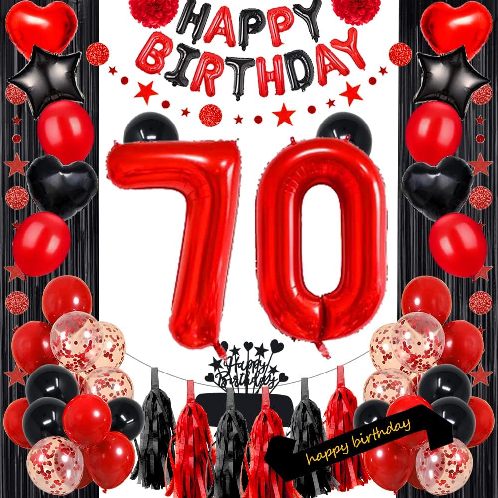 Amazon.com: Fancypartyshop Fancy Red 70TH Birthday Party Decorations ...