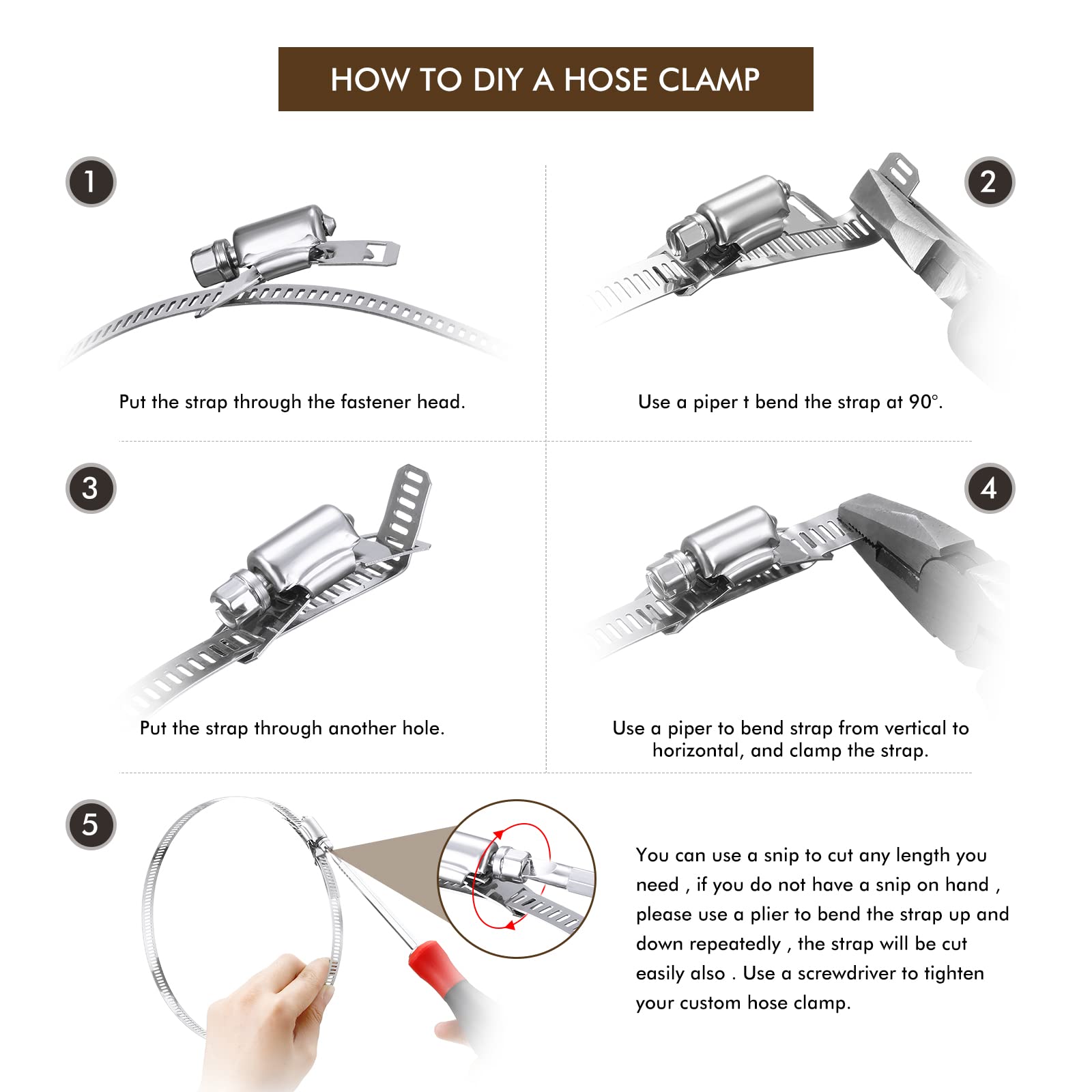 Snapklik.com : Ripeng Hoses Clamps Worm Duct Clamps Stainless Steel ...