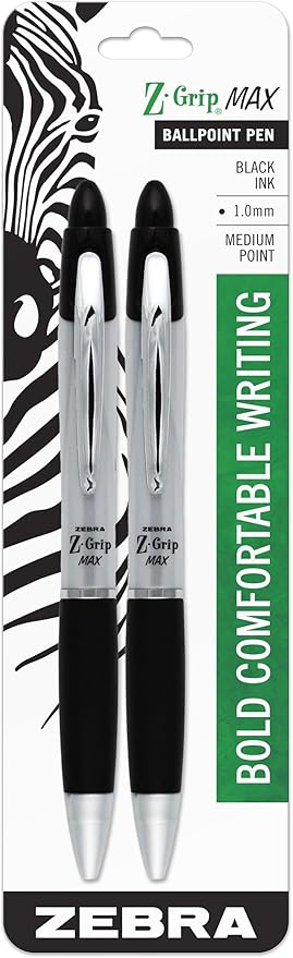 Amazon.com : Zebra Pen Z-Grip MAX Retractable Ballpoint Pen, Medium ...