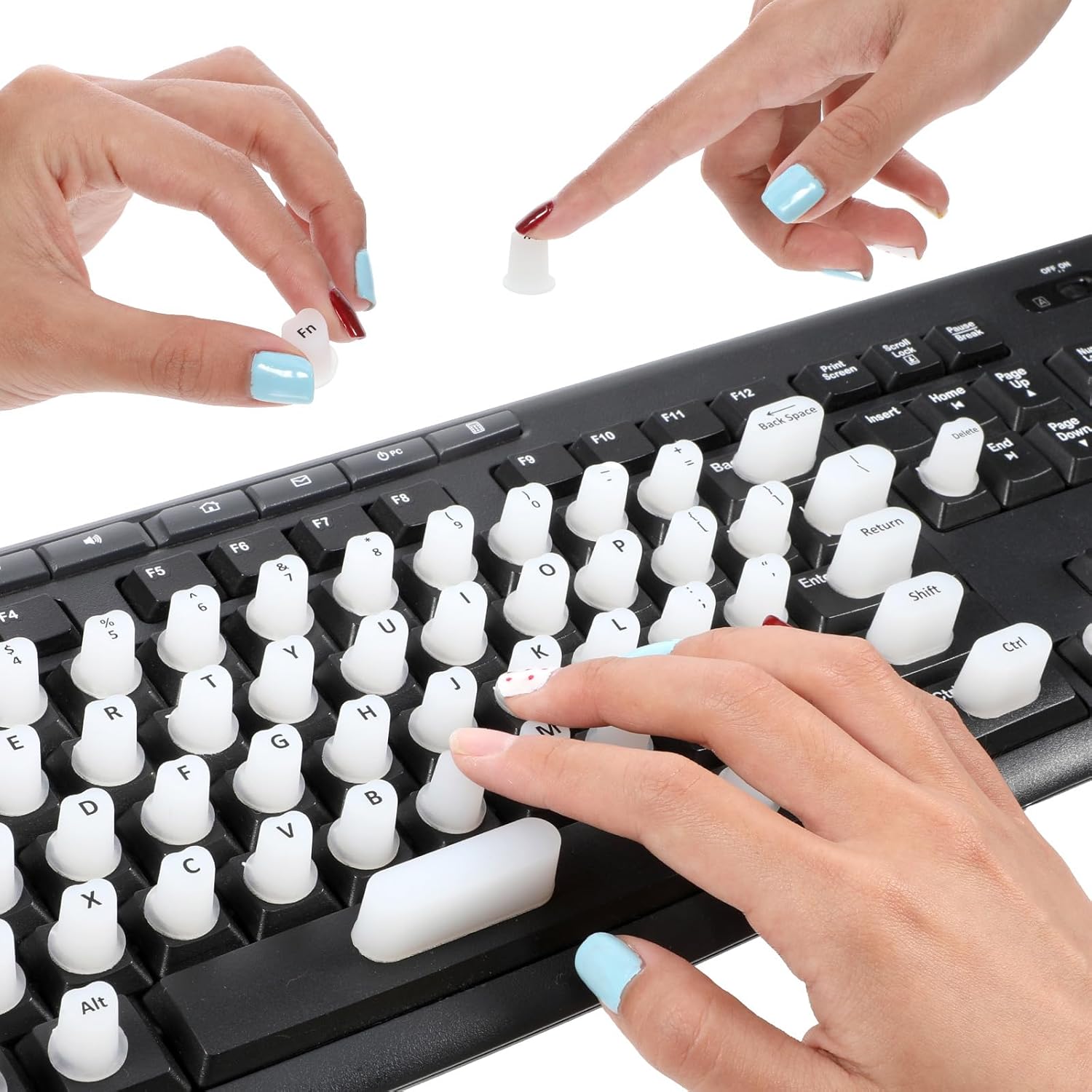 Amazon.com: 70 Pcs Raised Keyboard Stickers for Long Nails with Letters ...