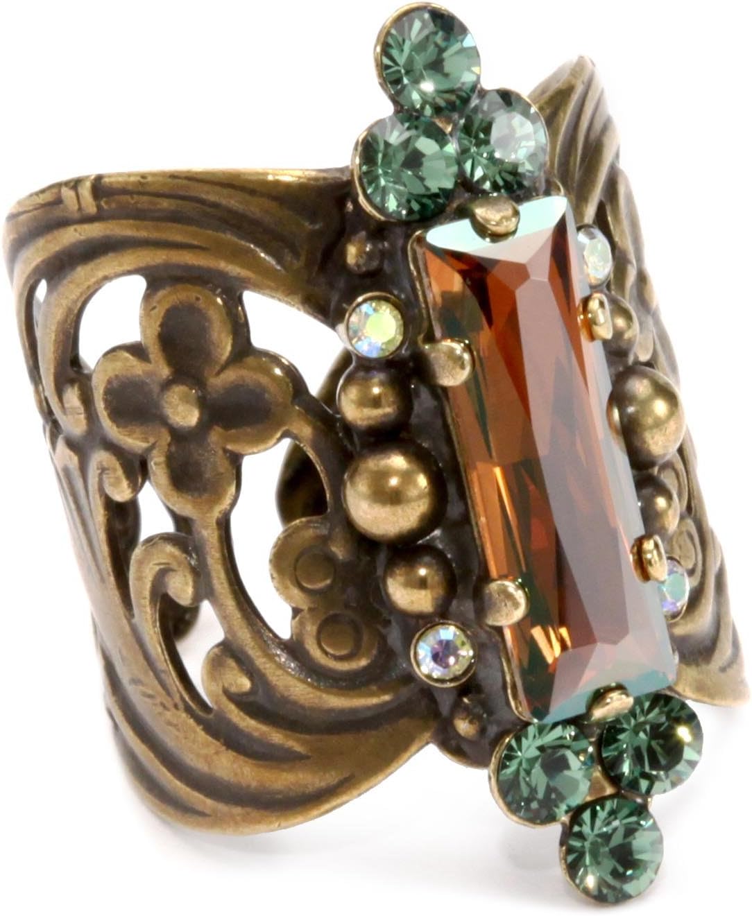 Amazon.com: Sorrelli "Water Lily" Crystal Vintage Style Adjustable Gold ...