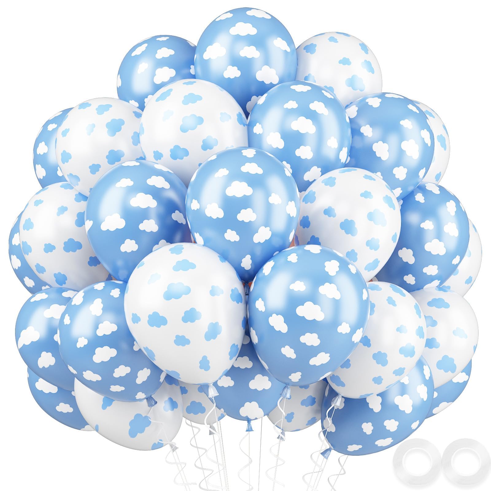Amazon.com: Cloud Balloons, 52 PCS 12 Inch Blue White Birthday Balloons ...