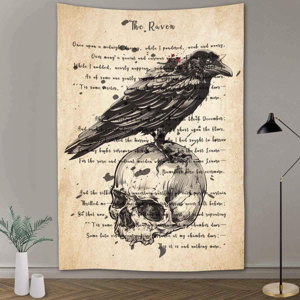 Amazon.com: FEASRT The Raven Wall Tapestry Edgar Allan Poe Hymn Mural ...