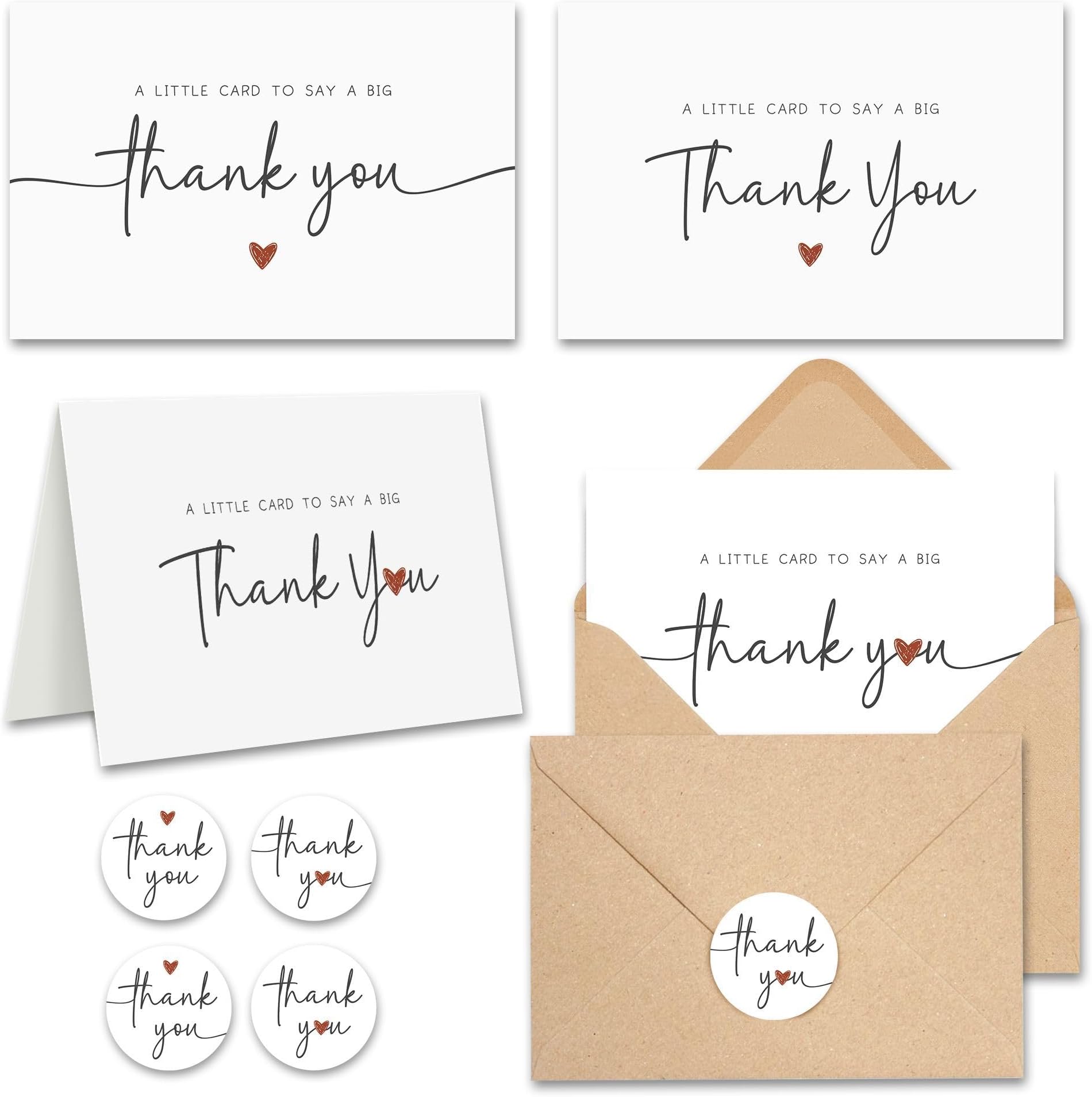 Amazon.com: JIXZEN 25 Pack 350GSM, Thank You Cards with Envelopes ...
