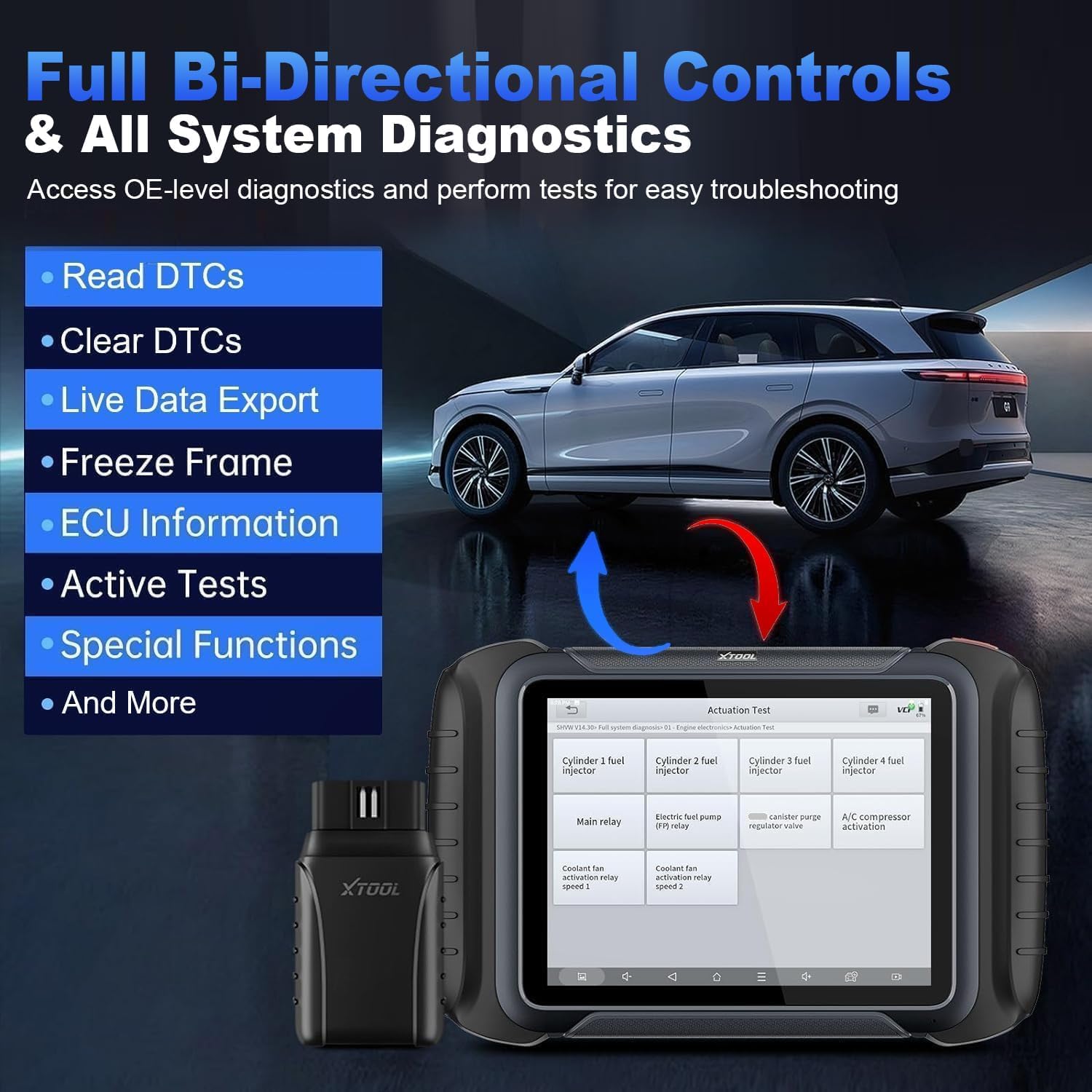 XTOOL D8W OBD2 Scanner Diagnostic Tool Wireless Bidirectional Scan Tool ...