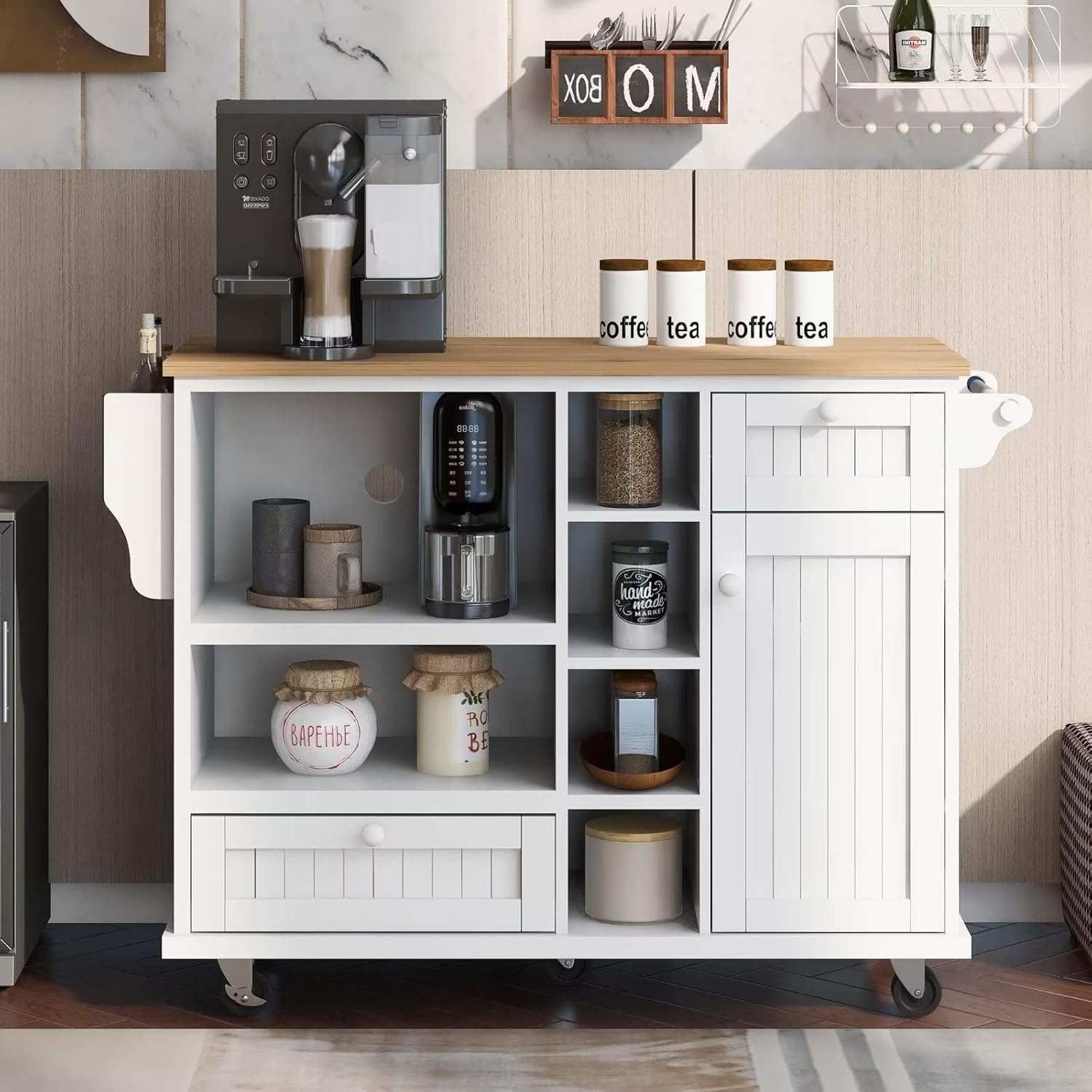 Amazon.com: Zaboro Kitchen Island Cart, Modern Console Table Buffet ...
