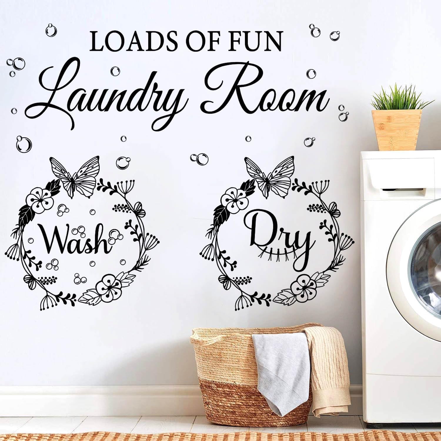 Amazon.com: Wash Dry Laundry Room Decals - Washer & Dryer Stickers ...