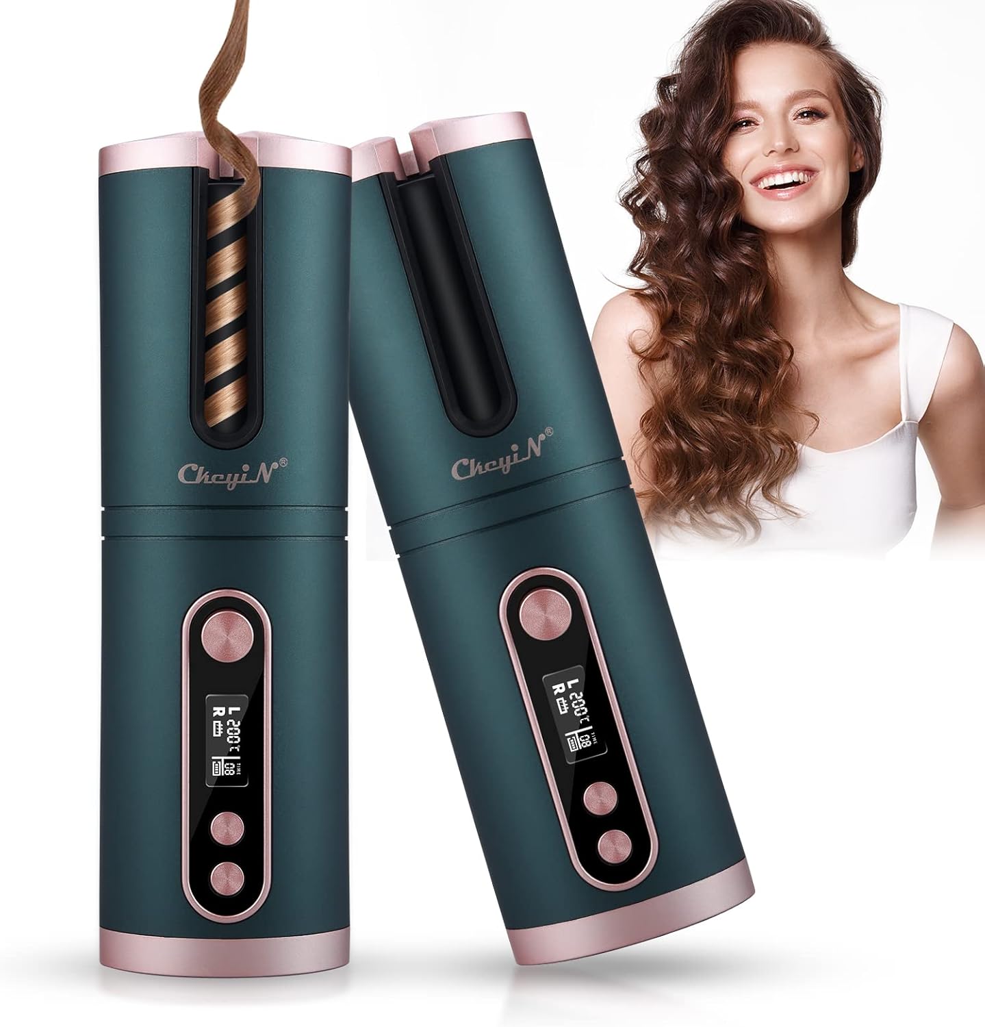 Amazon.com: CkeyiN Cordless Auto Curler, Automatic Curling Iron with ...