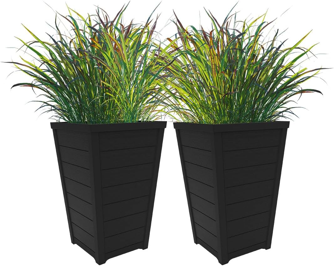 Amazon.com : Keter Set of 2 Resin Modern Outdoor 22 Inch Tall Large ...