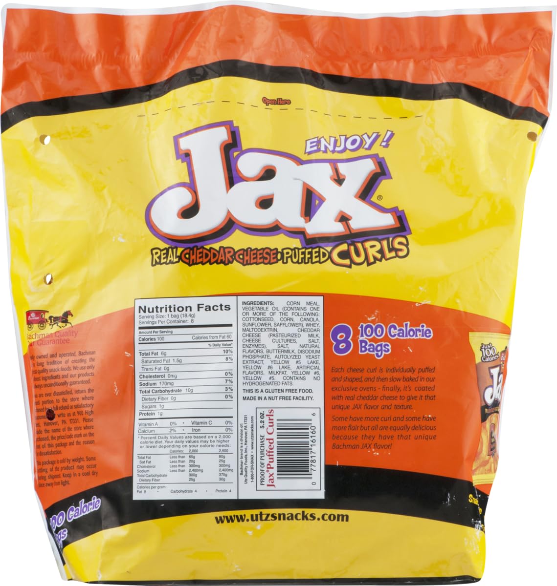 Snapklik.com : Jax Cheddar Cheese Puffed Curls 100 Calorie Bags