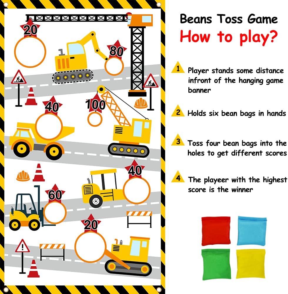 Truck Toss Game Banner with 4 Bean Bags ，Indoor Outdoor Excavator ...