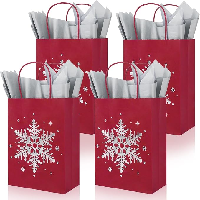 Amazon.com: Whaline 24Pcs Christmas Paper Bags with 30 Sheets Tissue ...