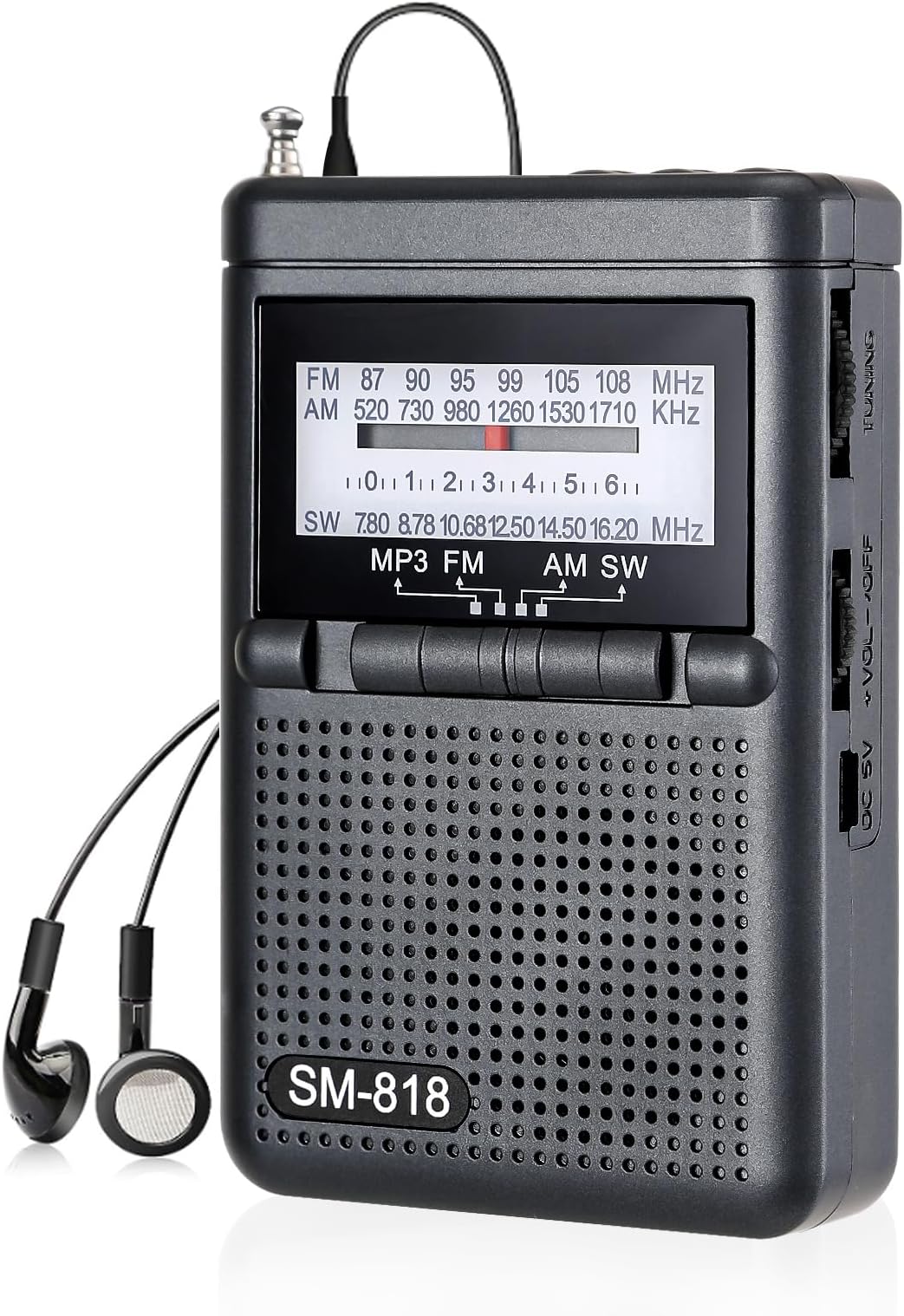 Amazon.com: Mini Portable Radio AM FM Pocket Radio with MP3, LED ...