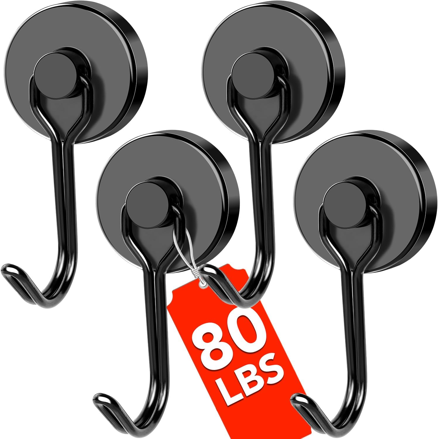Amazon.com: DIYMAG Black Magnetic Hooks, 80LBS Strong Magnetic Hooks ...